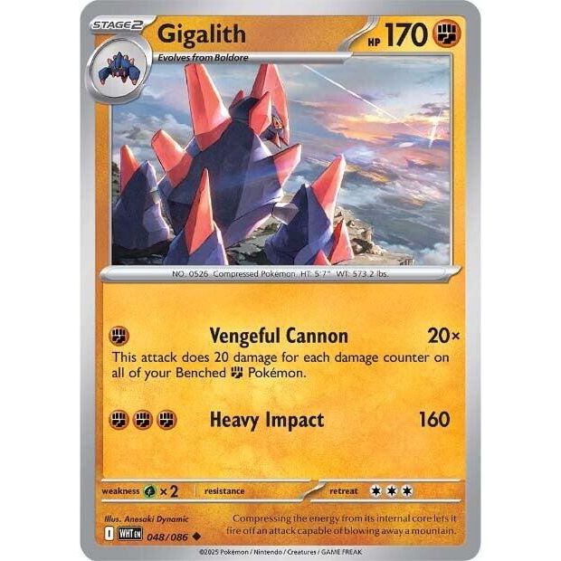 Gigalith Pokémon Card [WHT - 048/086] Uncommon Fighting — Premium ...